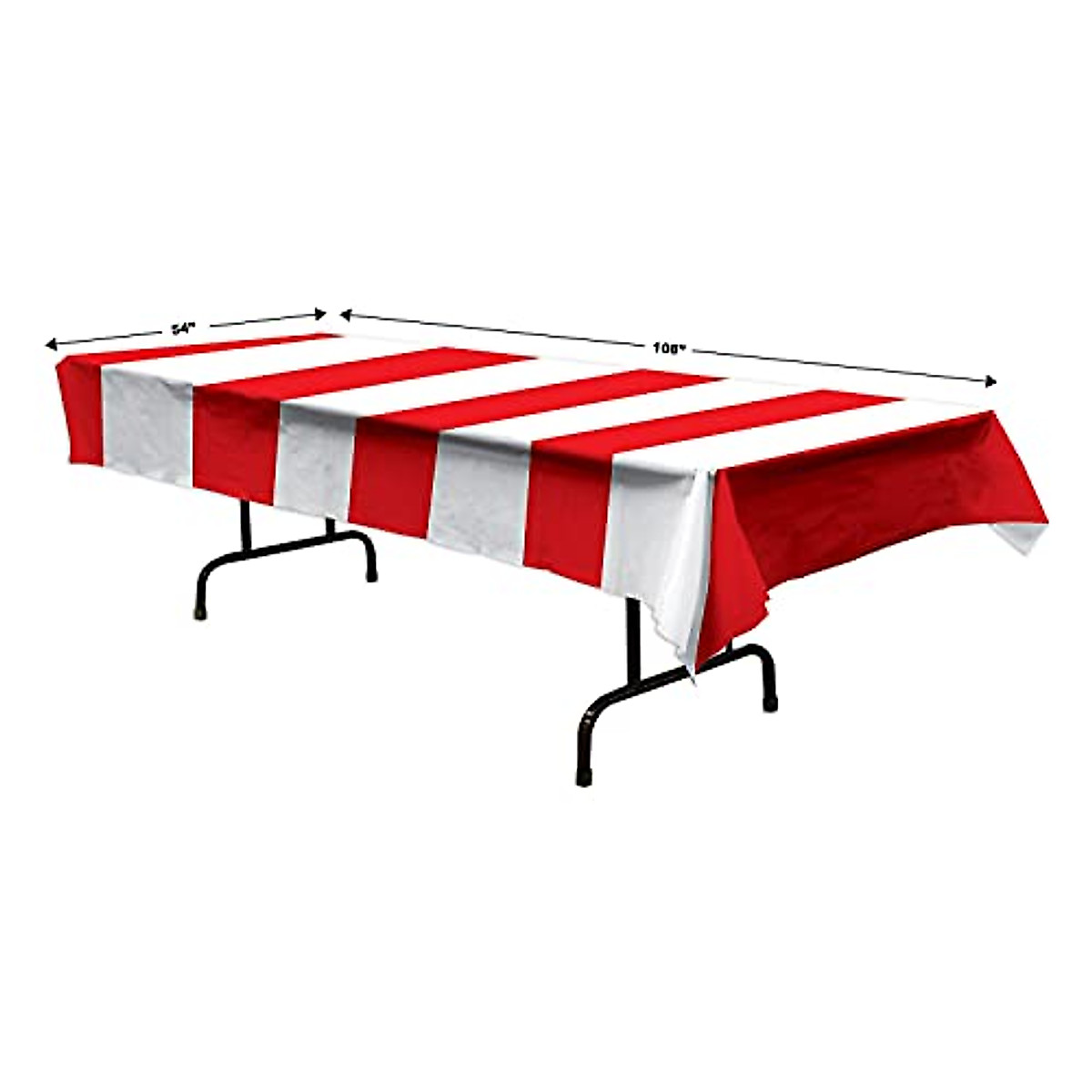 Red & White Stripes Tablecover Party Accessory (1 count) (1/Pkg)