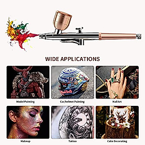 Airbrush Kit with Compressor 30PSI Portable Airbrush Gun Rechargeable Handheld Cordless Air Brush for Nails Art, Painting, Cake Decor, Cookie, Mode, Makeup, Barber (Gold)