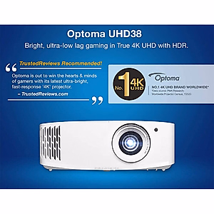 Optoma UHD38 Bright, True 4K UHD Gaming Projector | 4000 Lumens | 4.2ms Response Time at 1080p with Enhanced Gaming Mode | Lowest Input Lag on 4K Projector | 240Hz Refresh Rate | HDR10 & HLG