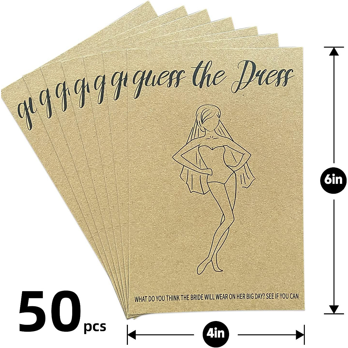 Y_Bong Bridal Shower Games - Guess The Dress Bridal Shower Game for 50 Guests - Funny Wedding Decorations Party Supplies Games Ideas