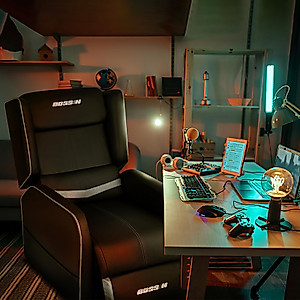 BOSSIN Gaming Recliner Chair for Adults 400lbs Racing Style Sofa Big and Tall PU Leather Recliner Seating Modern Ergonomic Lounge Recliner Chair Comfortable Home Movie Theater for Living Room(Gray)