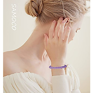 SAMOCO 18Pcs 8mm Beaded Stretch Bracelet Handmade Round Glass Bracelet for Women Multicolor Matte Beads Elastic Bracelet