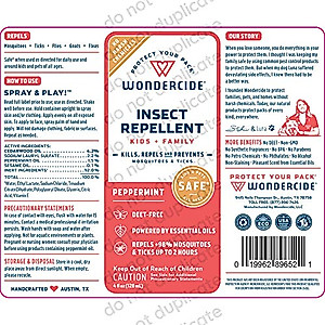 Wondercide - Mosquito, Tick, Fly, and Insect Repellent with Natural Essential Oils - DEET-Free Plant-Based Bug Spray and Killer - Safe for Kids, Babies, and Family - Peppermint 2-Pack of 4 oz Bottle