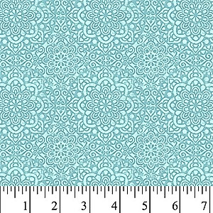 Medallions Aqua Cotton Fabric by The Yard