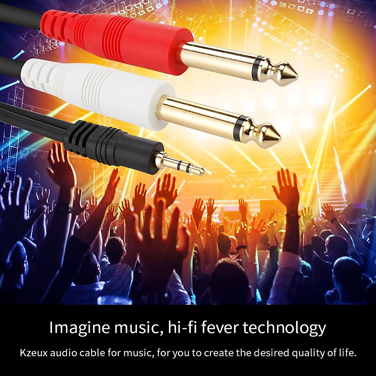 Kzeux 1/8 TRS to Dual 1/4 Audio Cable, 3.5mm TRS to 6.35mm Dual 1/4 TS Mono Y Splitter Audio Cable Adapter for SMA rtphone, Computer, Mixer, Amplifier Speaker, Home Stereo System (5FT)