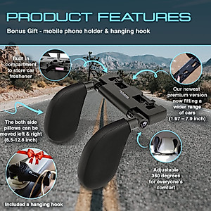 [2022] Car Seat Headrest Pillows for Sleeping and Resting Head Support & Neck Rest for Travel Kids & Adults Easy Installation 360° Adjustable Newest Combine Sturdy Version by Solveride