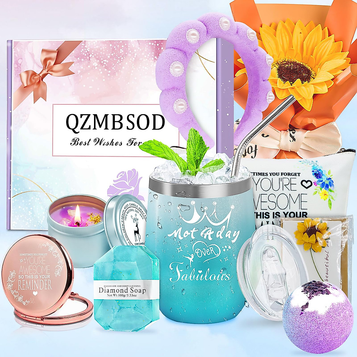 QZMBSOD Gifts for Women, Birthday Gifts for Women Self Care Gift for Women Gift Basket for Women Her,Friends,Mom,Wife Lavender Gift Unique Gift Ideas for Women (10pack Scented Set)