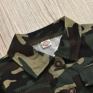 BOIZONTY Toddler Kids Baby Girl Camouflage Jacket Coat Casual Denim Windbreaker Button Down Outerwear Winter Fall Outfit Clothes (Camouflage,4-5 Years)