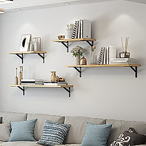 Heavy Duty Shelf Brackets, 8 in X 5 in Wall Mount L Steel Bracket for Floating Shelf, Black, 4Pack