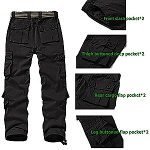 Women's Cotton Casual Military Army Cargo Combat Work Pants with 8 Pocket Black US 4