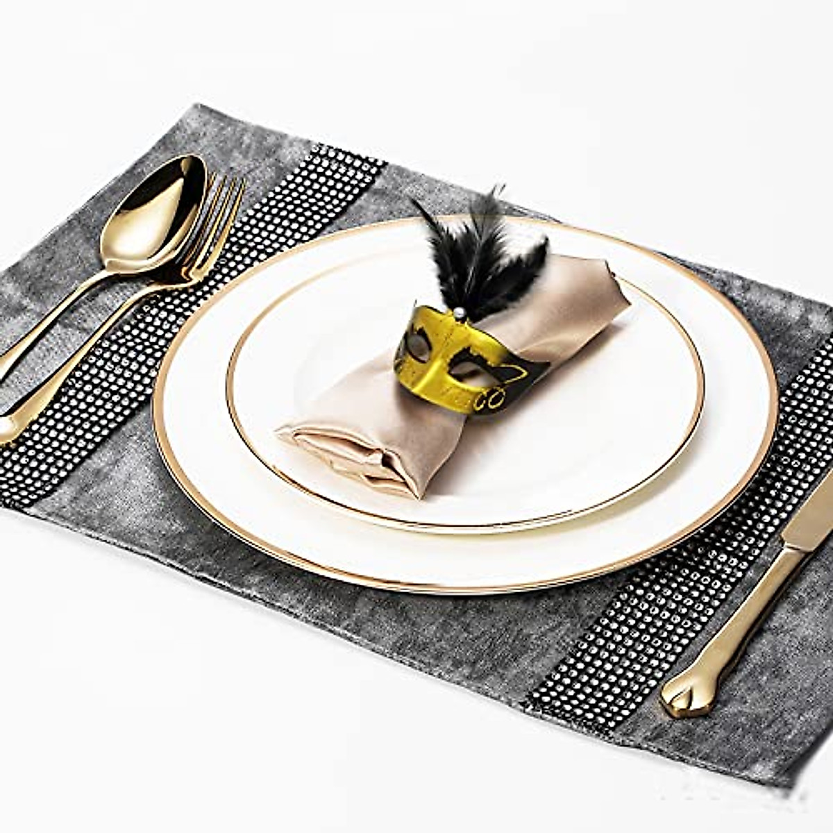 BLUE GARLIC Mini Masks Party Decoration, 20pcs Small Mardi Gras Mask Venetian Mask New Year Birthday Luxury Table Centerpieces (Goldsimple-20pcs)