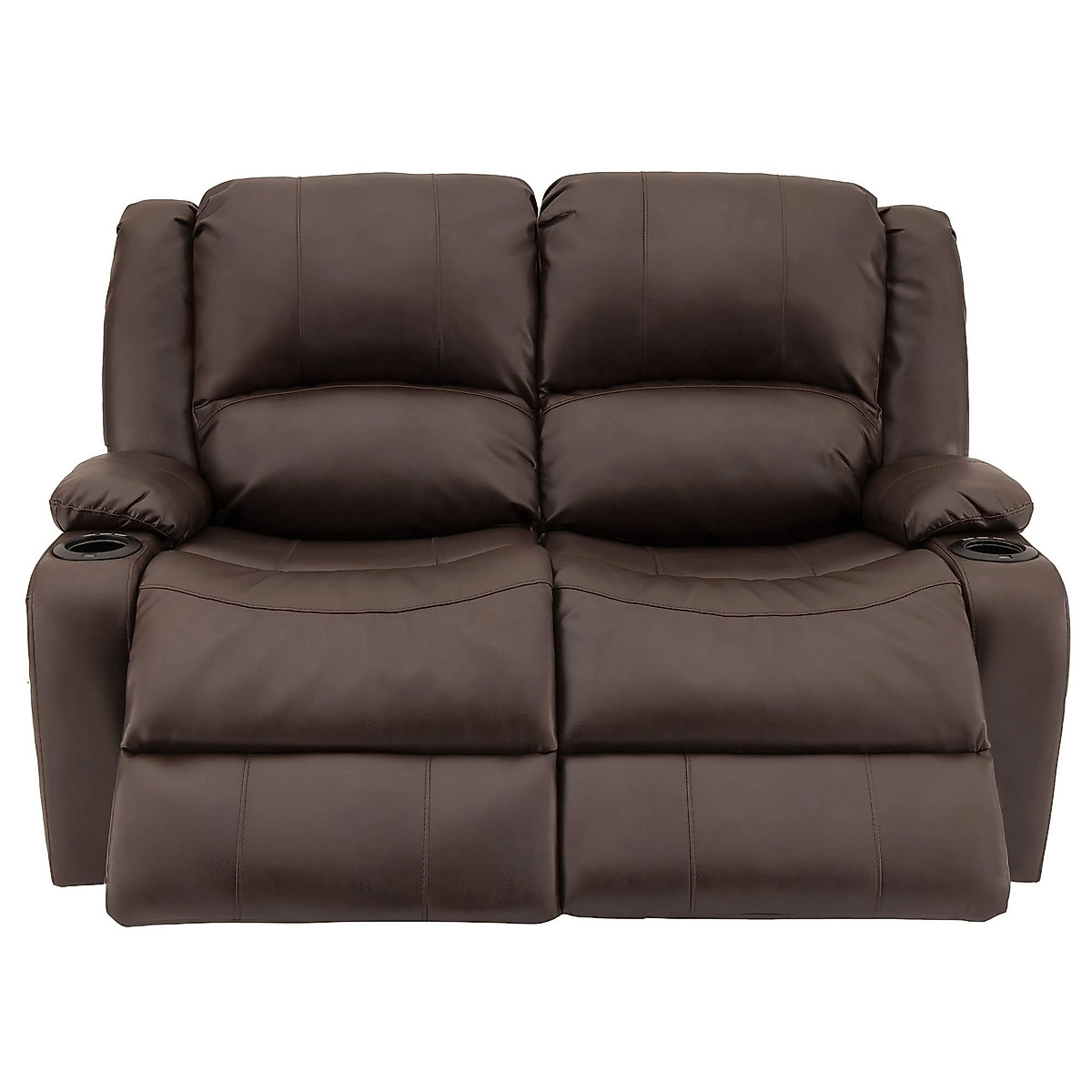 RecPro Charles 58" Powered Double RV Wall Hugger Recliner Sofa RV Loveseat with Upgraded 2023 Fabric (Chestnut)