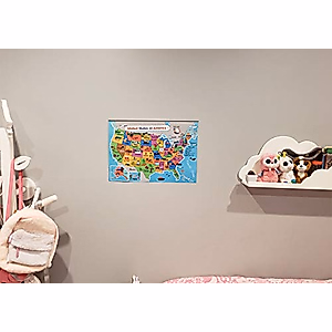 Kids United States Map | Wall Poster 13" x 19" US Map Premium Paper | 50 USA States w/Slogans & Images - Laminated