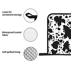 Cow Print Oven Mitts and Pot Holders Set of 4 Washable Heat Resistant Kitchen Gloves Waterproof Oven Gloves and Hot Pads for Cooking Grilling BBQ Baking