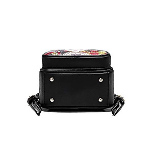 Trendeology Authentic Baby Frida Cartoon Cactus Flower Theme Front Pocket Leather Backpack (Mini Size Baby Frida Cartoon- Black/Black)