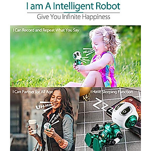 Aubllo Robots Toys for Kids Christmas Stocking Stuffers 2022 New Mini Talking Robots Gifts for Boys Girls Adults with 10 Hours Working Time USB Charging LED Eye Interactive Electronic Toy(Green)