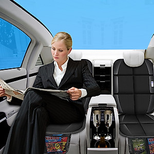 Gowhalle Car Seat Protector, Non-Slip Rubber Padded Backing Seat Protector for Child Seats, Waterproof Thickest Padding Car Seat Protector Under Baby Seat - No Imprint (Black-Ⅰ-2pcs)