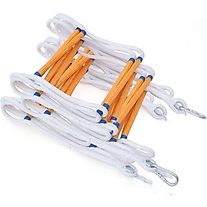 5M 16 FT Emergency Fire Escape Ladder Flame Resistant Safety Rope Escape Ladder with 2 Hook Carabiners for Kids and Adults Fast to Deploy Sturdy and Strong Portable and Reusable, Tested to 2000 Pounds