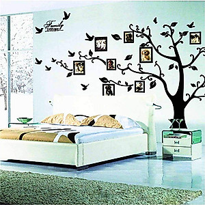 Large Family Tree Wall Decal, DIY Black Photo Frame Tree Wall Decor Sticker Mural Decal Art Décor for Living Room Home Decor (Black Tree)