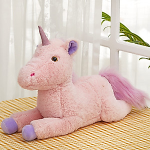 Houswbaby 19'' Light Up Unicorn LED Stuffed Animal Glow at Night Soft Plush Toy Birthday Gift for Kids Girls, Pink