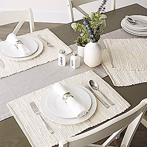DII Handmade Chindi Tabletop, Reversible and Machine Washable, Placemat Set, 13x19, Natural