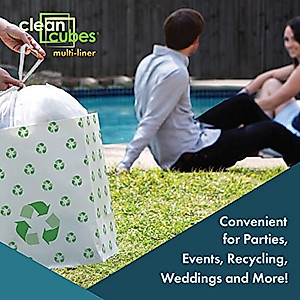 Clean Cubes (Multi-Liner 13 Gallon Trash Cans & Recycle Bins for Sanitary Garbage Disposal. Disposable Containers for Parties, Events, Recycling, and More. 3 Pack (Recycle)