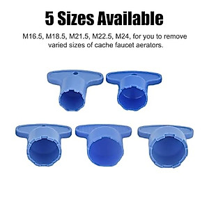 5 pcs/Set Blue 2.2GPM Cache Faucet Aerator Key with 5 Pieces Faucet Aerator Removal Wrench Tool Practical Design, as shown