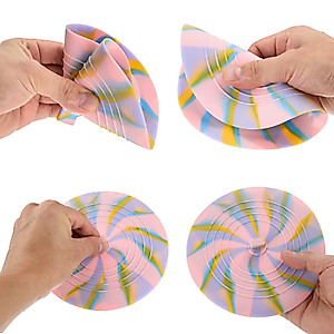 CALATOUR Tub Topper 6 inches Large Flat Suction Cover,Kitchen Sink Stopper,Drain Cover,Shower Drain Cover,Bathtub Drain Cover 2-Pack (Cute Colorful)