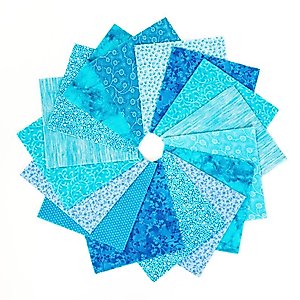 Turquoise Jelly Roll, 100% Cotton Fabric Quilting Strips (2.5 inch pre-Cut - 18 Strips)