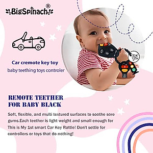 BIGSPINACH Baby Teething Keys Toys 6 to 12 Months,Gothic Car Keys Baby Teether Combo Set,Car Key Remote Toy Controller for Toddler(Gothic) (Gothic, Black)