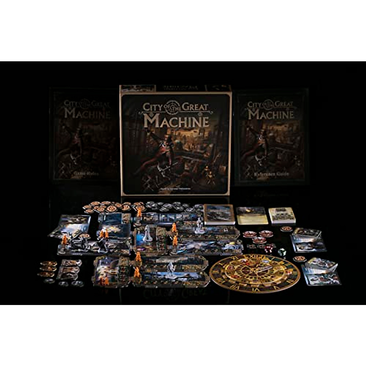 City of The Great Machine Board Game | 1-4 Players | Ages 14 and up | Steampunk | One-vs-Many | Hidden Movement | Cooperative & Solo | Average Playtime 45-90 min