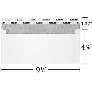 500 Count #10 Security Envelopes,Peel & Seal Windowless Bussiness Envelopes,Security Tint Pattern for Mailing of Checks, Invoices, Documents - 4 1/8 x 9 1/2 Inch - White，Horchen