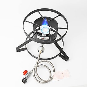Vivicreate Turkey Fryer, Outdoor Stove, Burner, Camping Fish Fryer,15’’ Wide with High Pressure Steel Hose, Propane Burner Camp Single Cooking Range, HT-C-0015