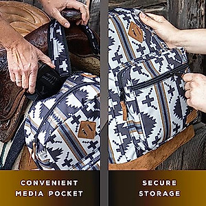 Wrangler Yellowstone Sturdy Backpack for Travel Classic Logo Water Resistant Casual Daypack for Travel with Padded Laptop Notebook Sleeve (Out West)