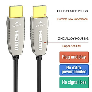 RUIPRO 4K HDMI Fiber Optic Cable 50 Feet 18Gbps 4K@60Hz ARC HDR10 Ultra Slim Flexible HDMI 2.0b Cable