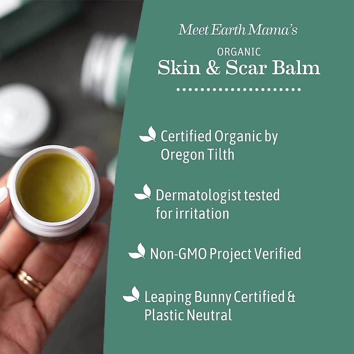 Earth Mama Organic Skin & Scar Balm |C-Section Recovery Skin Care, Pregnancy Stretch Mark Scar Cream with Organic Jojoba Oil, Tamanu Oil & Gotu Kola