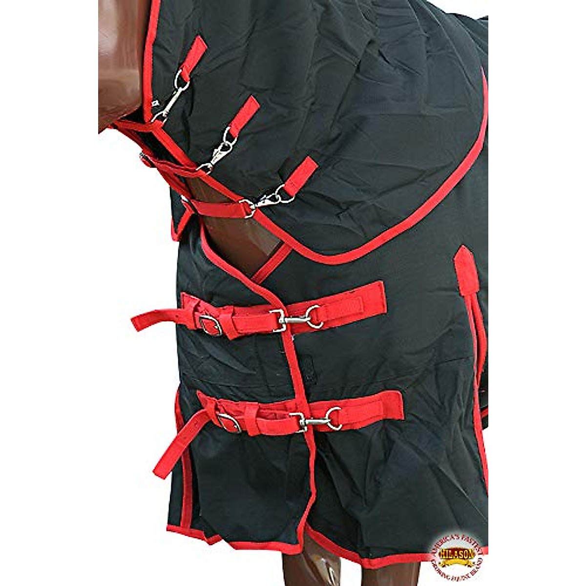 HILASON 76 in 1200D Turnout Winter Horse Neck Cover Belly Wrap Sheet Black