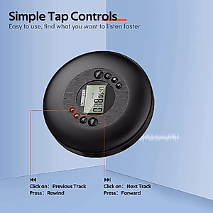 CD Player Portable Rechargeable Portable CD Player for Car and Travel Walkman CD Player with Headphone and Anti-Skip/Shockproof Personal CD Player Discman Kpop Music Compact CD Players with AUX Cable