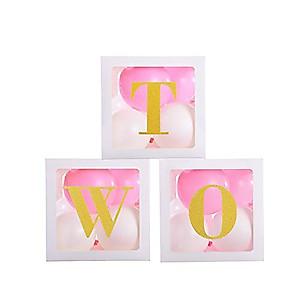 2nd Birthday Decorations for Girl TWO Balloons Boxes Decorations with Balloons for Girls Two Sweet Birthday Party Photo Props Decorations Supplies