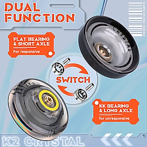 MAGICYOYO Pack of 2 Yoyos - Professional Responsive Yoyo for Kids Beginner, Metal Yo yo V6+Plastic Yoyo K2, Dual Purpose Yoyo with Unresponsive Yoyo Bearing for Adults+12 Yoyo Strings+Removal Tool