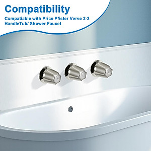 Metal 3 Piece Shower Knob Replacement, Compatible with Price Pfister Verve and Bathtub/Shower Faucet Handle, Include Hot and Cold/Diverter Shower Knob and 3 Screws (Brushed Nickel)