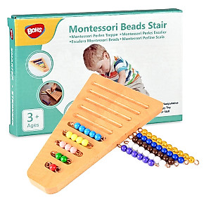 BOHS Montessori Bead Stair Set, 1-10 Counting, with Sorting Tray- Compact Educational Toy for Preschool Learning