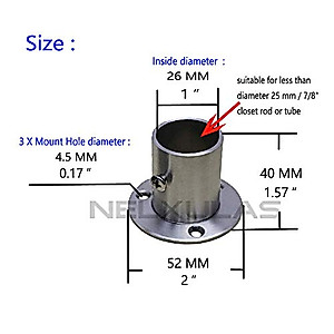 NELXULAS Stainless Steel Closet Rod Flange Holder for Pipe (AX1)