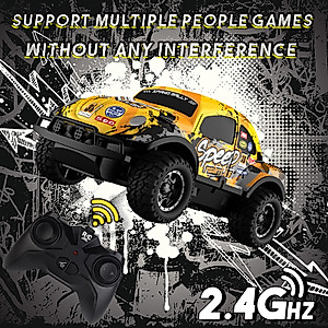 Desdoni Remote Control Car, Light Up RC Car Toys, 2.4GHz 1:24 Scale 15KM/H Off-Road with Cool LED Lights Racing Rechargeable Toy Car for Christmas Birthday Kids Boys Girls for 4-7 8-12 Year Old