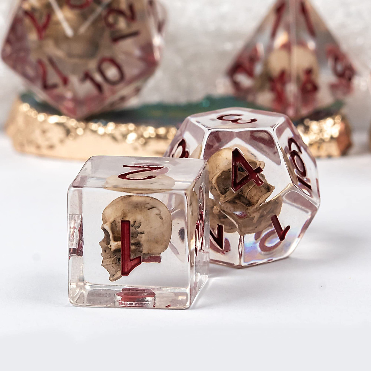 UDIXI Skull DND Dice Set, Resin D and D Dice Set Skull Dice Set D&D for RPG Dungeons and Dragons MTG and Other Tabletop Games