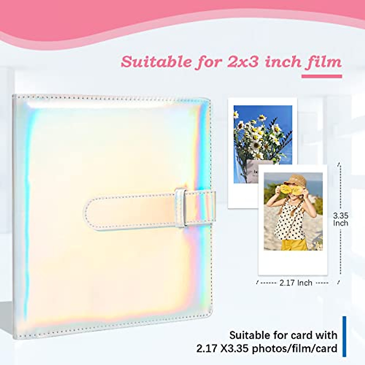 256 Vertical Photos for Instax Mini 12 Photo Album,Polaroid Photo Albums 2x3 for Fujifilm Instax Mini 11 9 8 7s 40 Film, Polaroid 300, HP Sprocket, K-pop Photocards (Magic Silver)