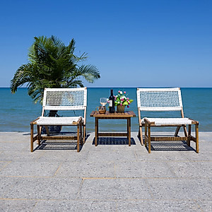 SAFAVIEH Outdoor Collection Casella Natural/White Woven 5-Piece Patio Set