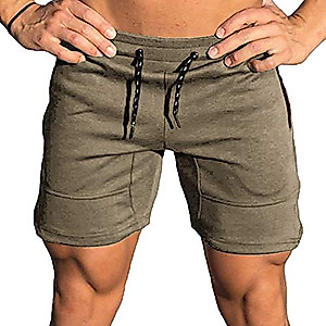 COOFANDY Mens Bodybuilding Basketball Fitness Jogging Weightlifting Training Running Workout Athletic Gym Shorts with Zipper Pocket Khaki