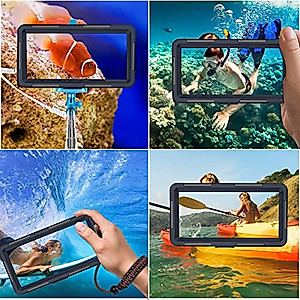 Universal Diving Underwater Case for Photo iPhone 14/13/12 Case Samsung Galaxy S22/S21, 50ft/15m Waterproof Swimming Snorkeling Protective Housing Orange