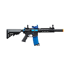Lancer Tactical Gen 2 M4 SD Blue Carbine Combo Airsoft AEG Rifle with Red Dot Sight (9.6v Nimh Battery, Charger, 1000 Rounds 0.20g BBS Included)